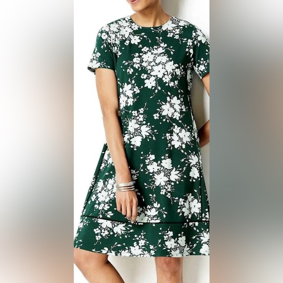 J. Jill | Dresses | J Jill Wearever Collection Green White Floral Short ...